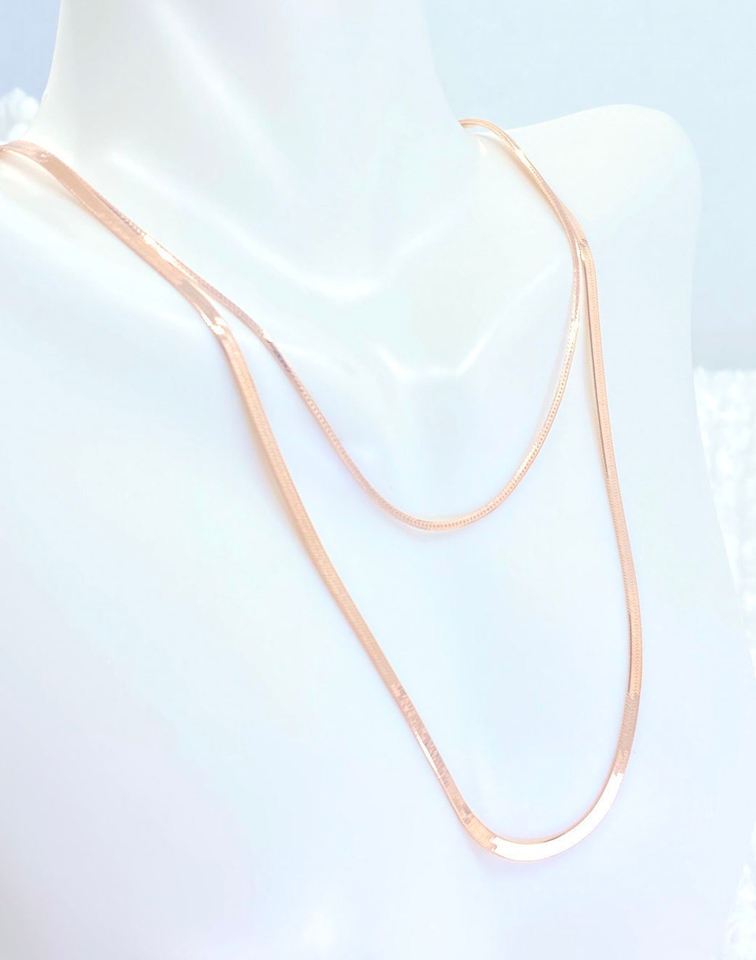 Solid 10K 1.25mm Rose Gold Herringbone, Solid 14K 2.5mm Rose Gold ...