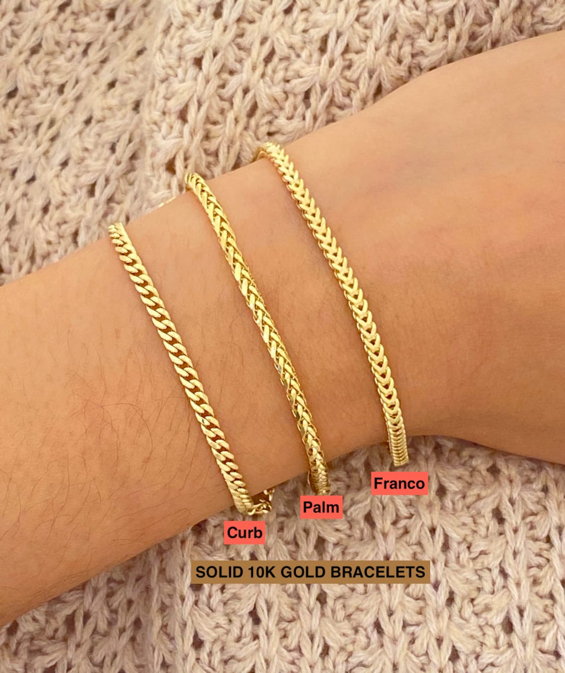 Solid 10K Gold Ladies Bracelet Stackable Gold Bracelets Curb - Etsy