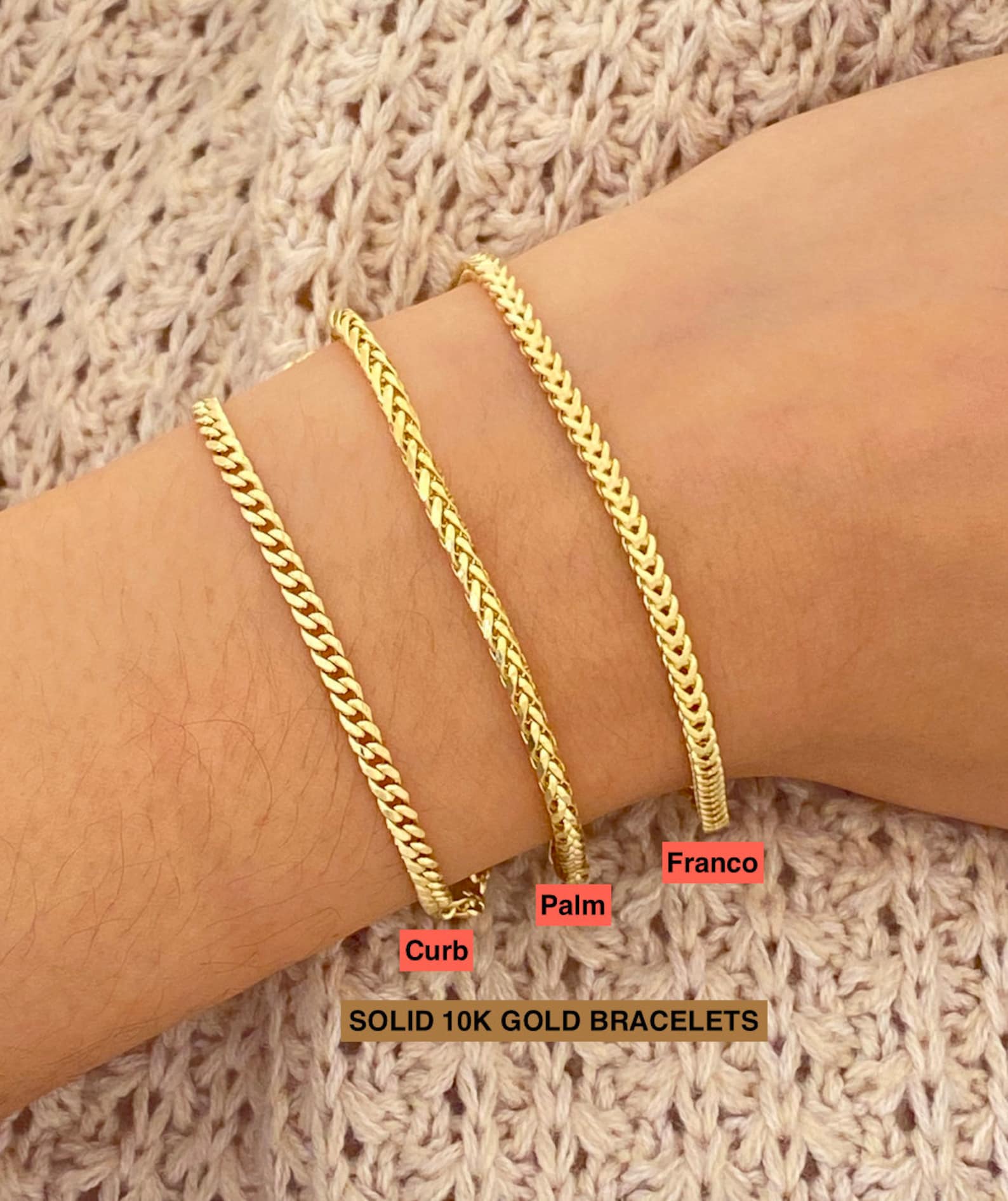 Solid 10K Gold Ladies Bracelet Stackable Gold Bracelets Curb - Etsy
