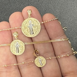 Solid 14K Gold St. Benedict Medal Pendant, 14K Gold Religious St ...