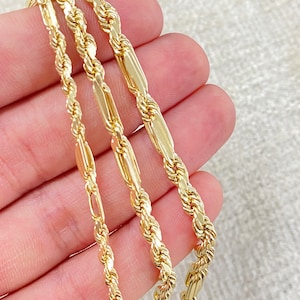 Solid 10K Gold Milano Figaro Anchor Rope Chain, Strong 10K Rope Chain ...