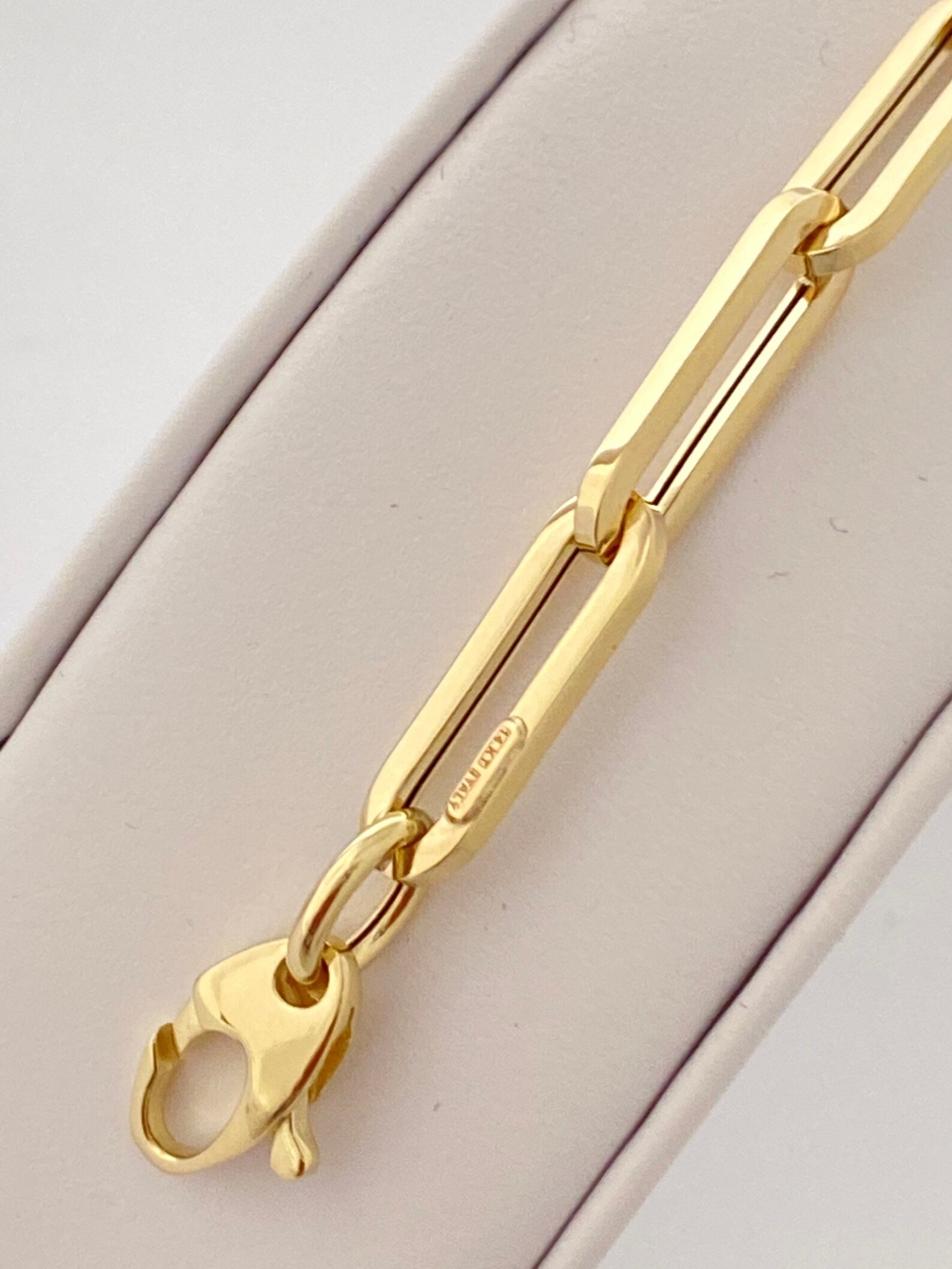 Genuine 14K Italian Yellow Gold Chunky Paperclip Necklace and - Etsy