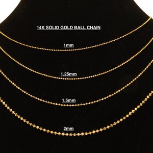 Solid 14K Gold Ball Chain Diamond Cut Ball Chain ITALY, Dainty Strong ...