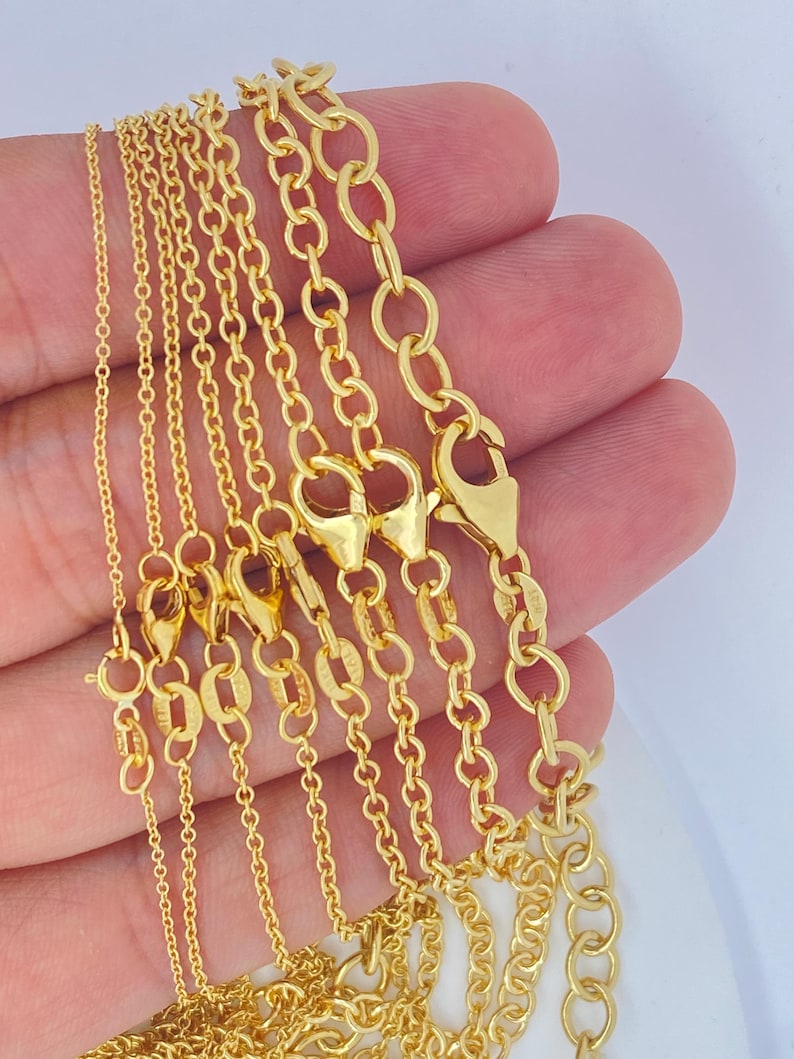 Solid 18K Gold Cable Rolo Chain, Ladies 18KT Gold ITALY Plain Oval ...