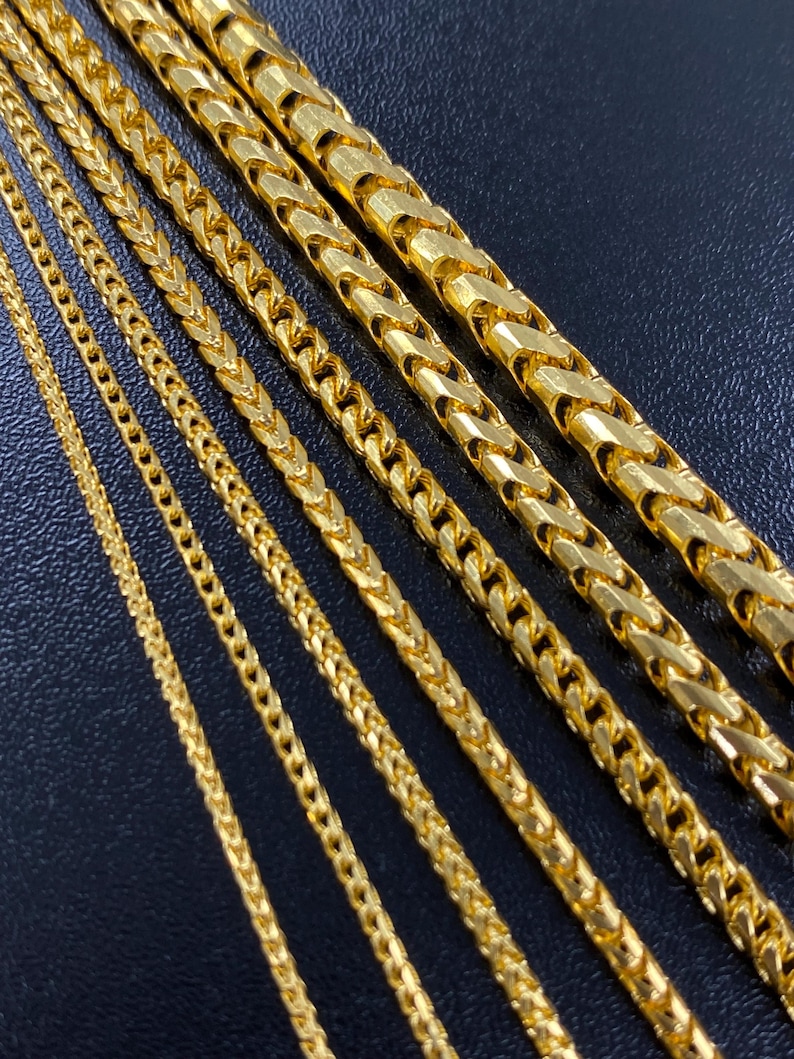 Solid 22K Gold Franco Chain, 22k Necklace Thin Strong Link Chain, 22kt ...