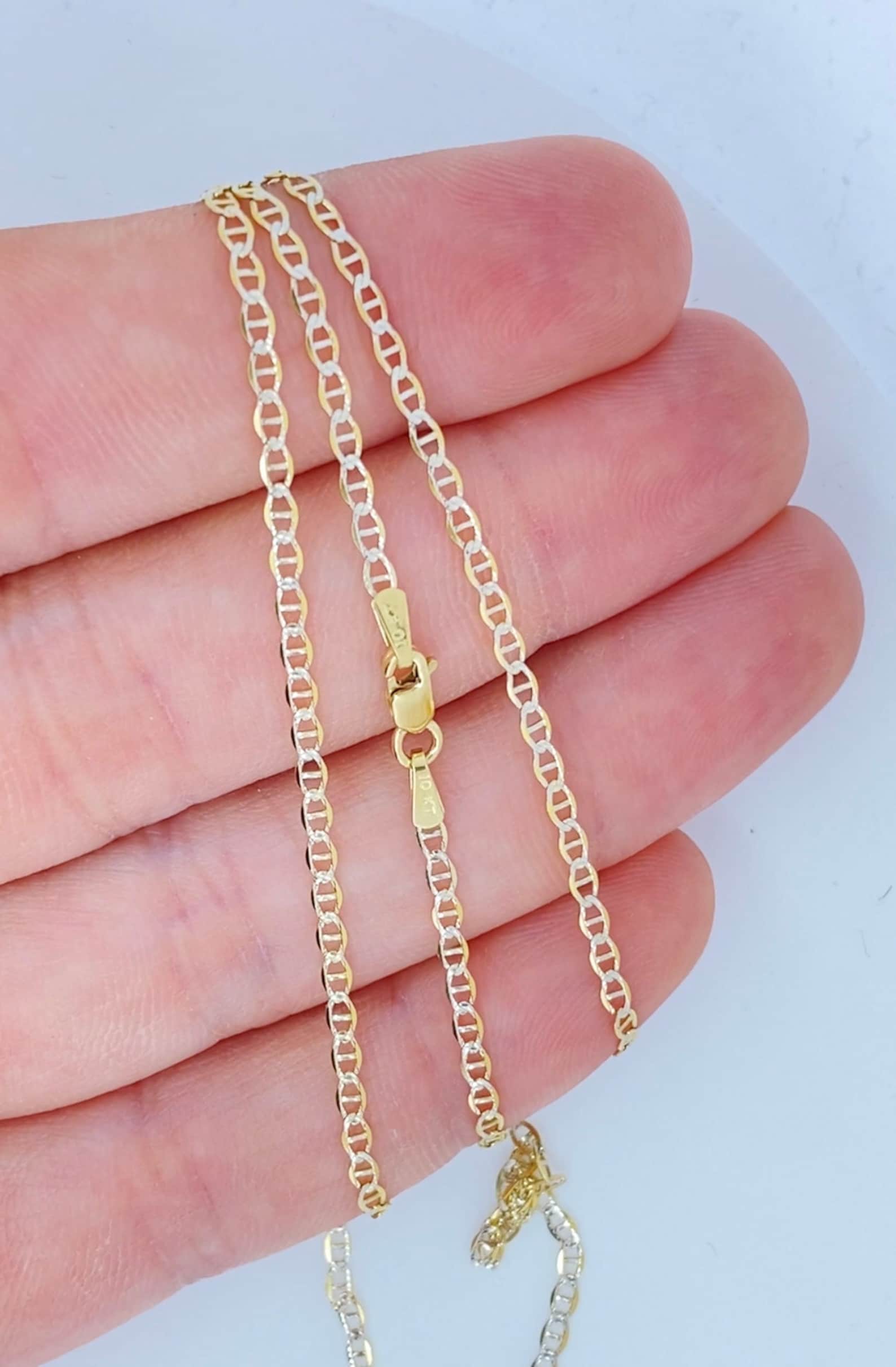 Solid 10K Gold Shiny Sparkle Diamond Cut Two Tone White Yellow - Etsy