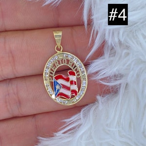 Solid 10K Gold Puerto Rico Pendants and Handpainted Enamel Designs ...
