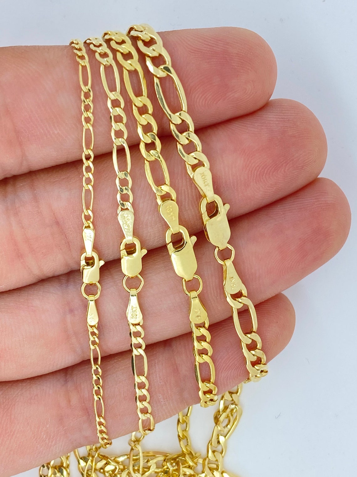 Solid 10K Gold Figaro Chain Figaro Bracelet Anklet 2mm 3mm - Etsy