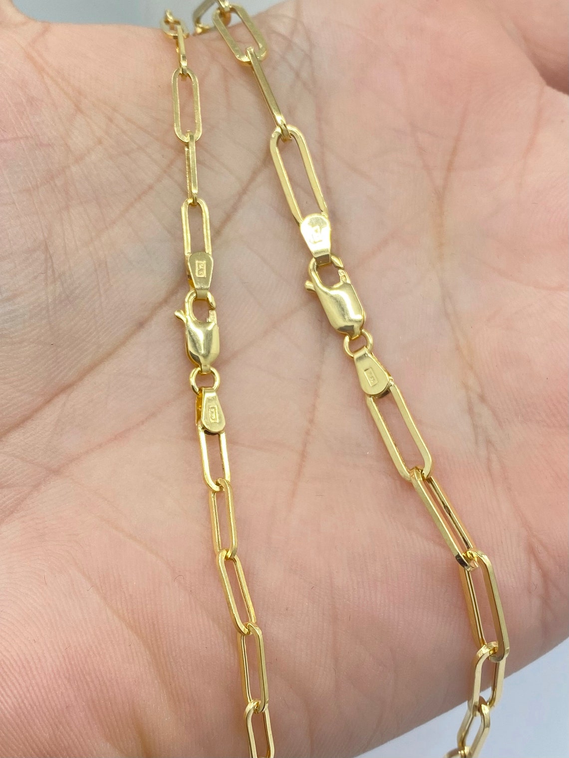 Solid 14K Gold Paperclip Chain Necklace 3.2mm 4.5mm Trending - Etsy
