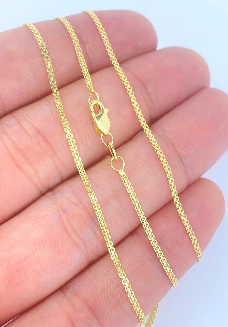 Solid 14K Gold Chain Bismark Flat Link Genuine 14K Gold - Etsy