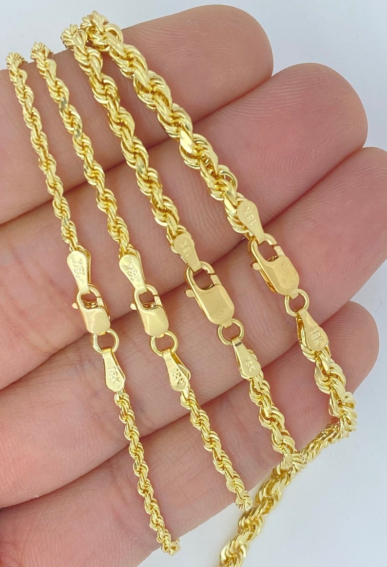 Solid 18K Gold Rope Chain: Heavyweight Durable Necklace - Etsy