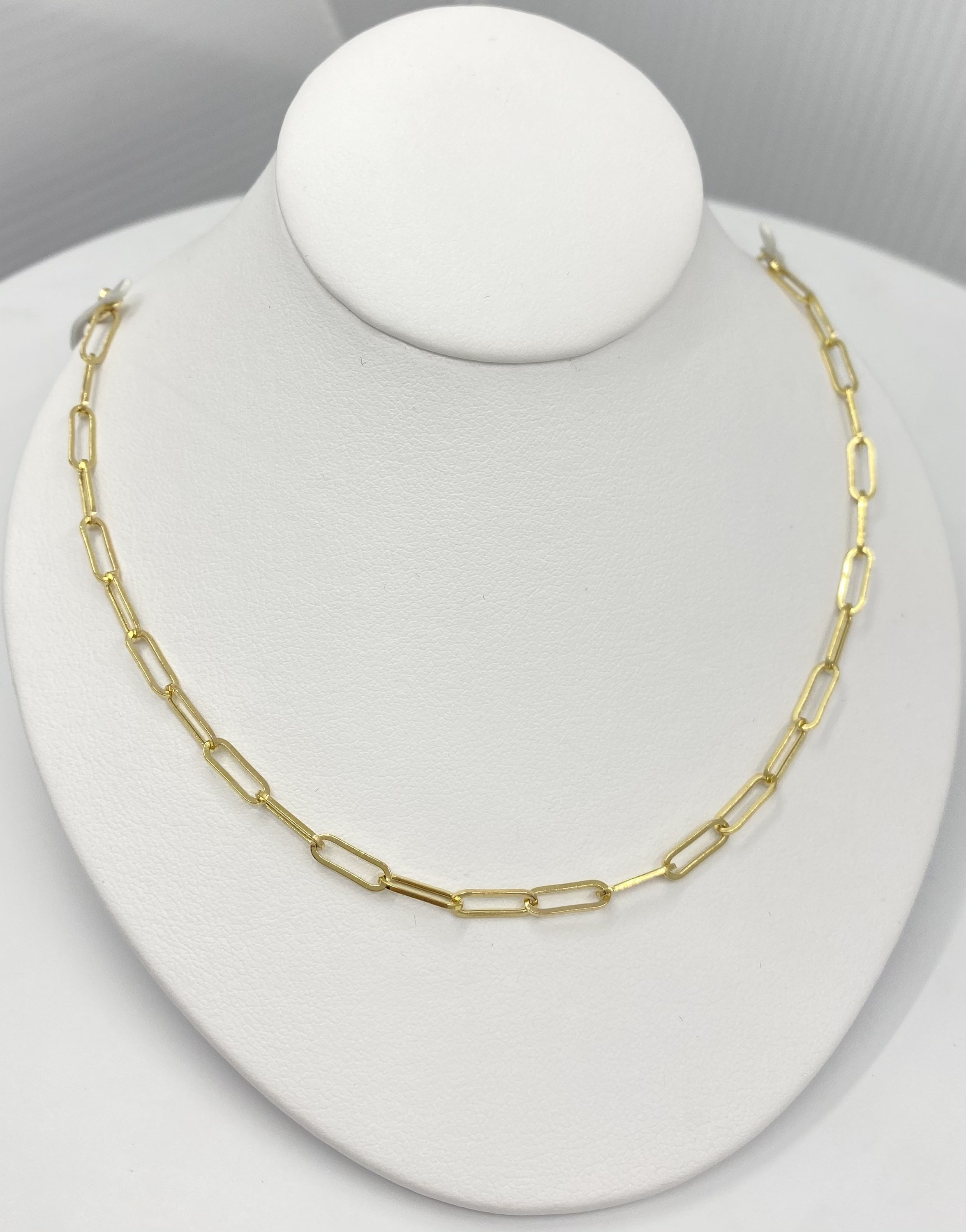 Solid 14K Gold Paperclip Chain Necklace 3.2mm 4.5mm Trending | Etsy