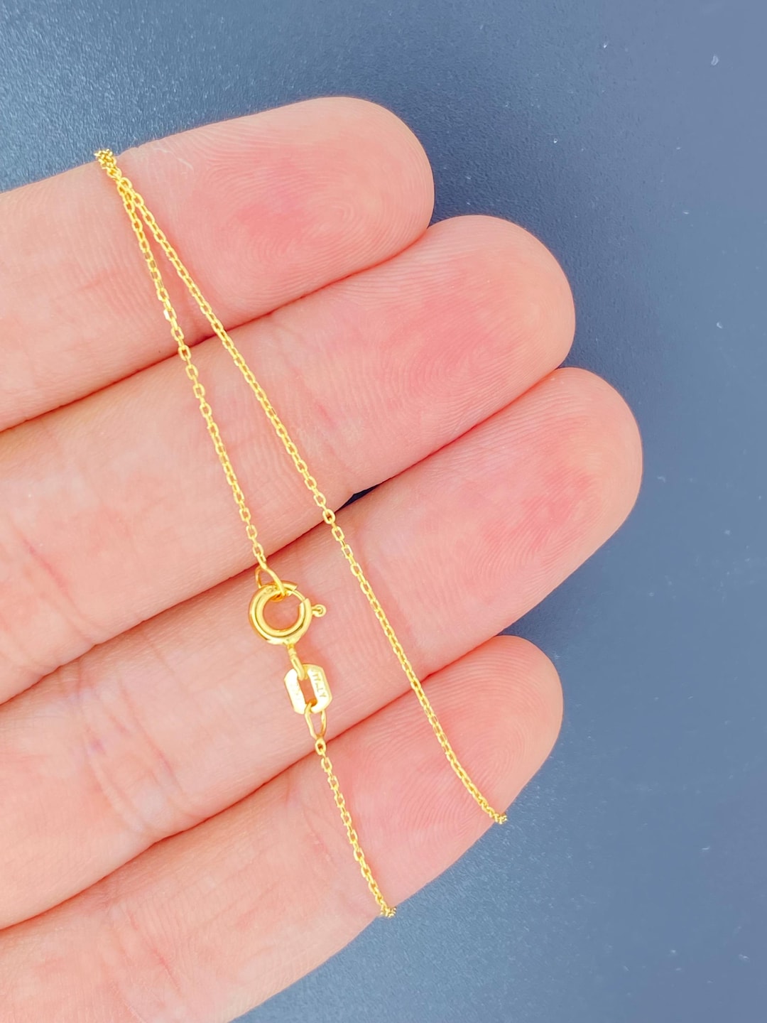 Solid 22K Gold Rolo Cable Chain 1mm, 916 22K Solid Gold Chain, Ladies ...