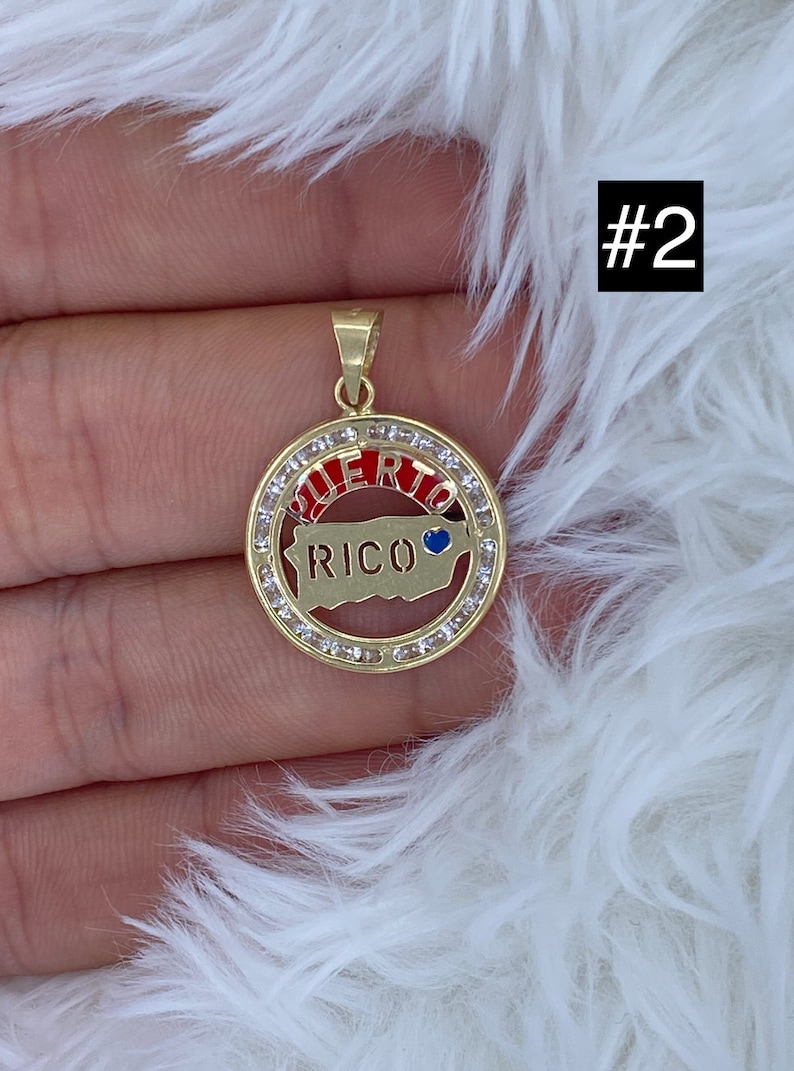 Solid 10K Gold Puerto Rico Pendants and Handpainted Enamel Designs ...
