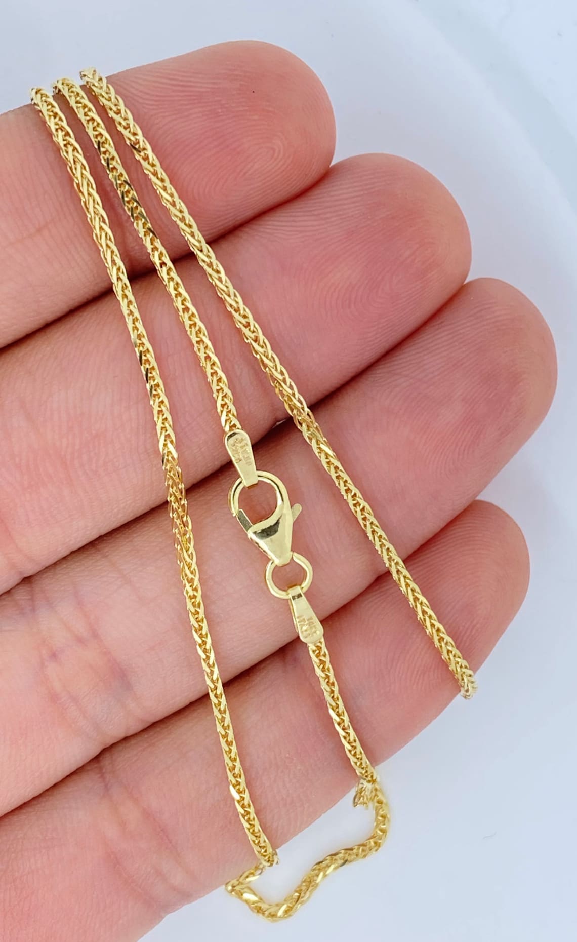Solid 14K Gold Wheat Diamond Cut Sparkle Chain Made in ITALY - Etsy
