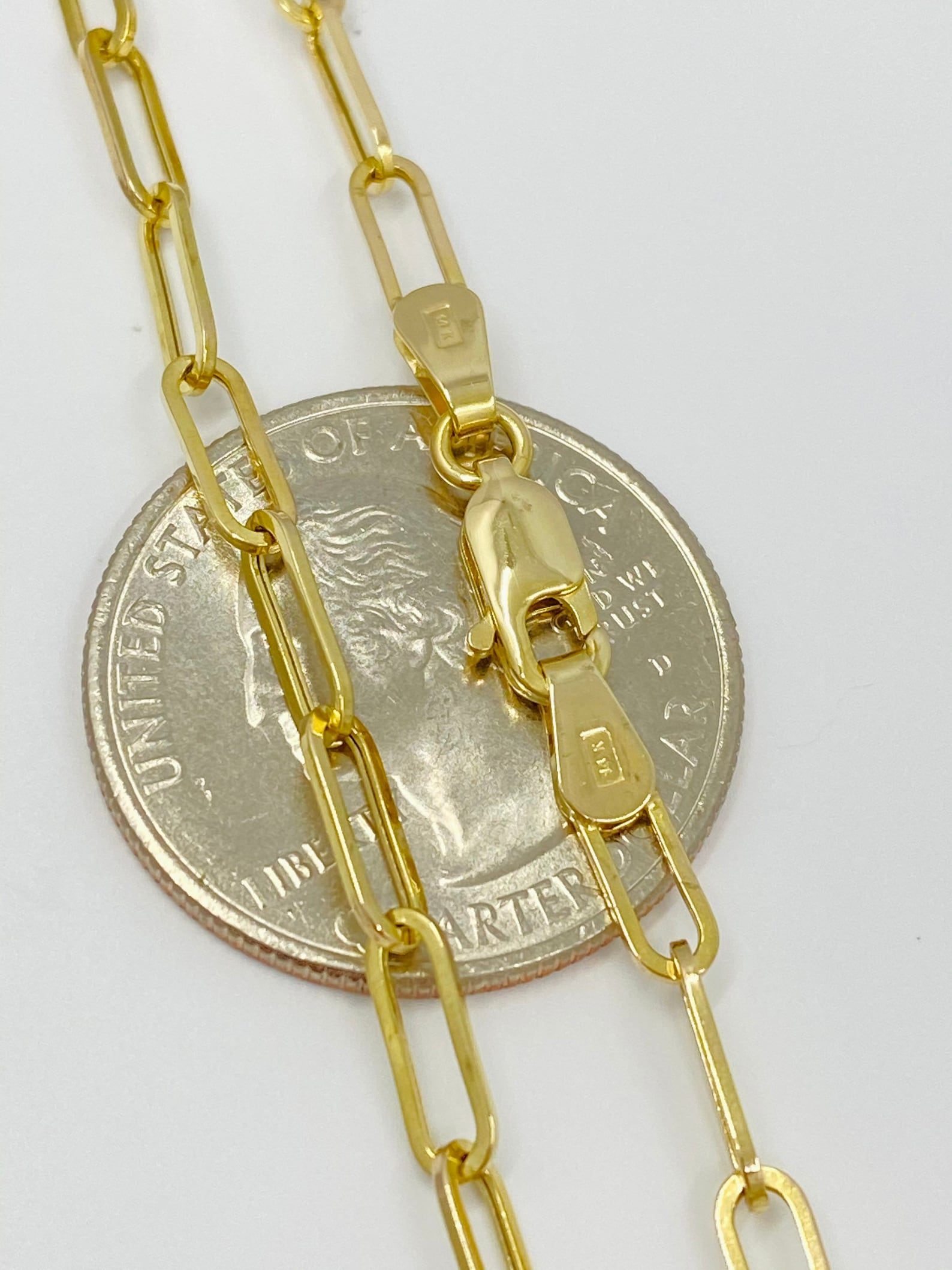 Solid 14K Gold Paperclip Chain Necklace 3.2mm 4.5mm Trending | Etsy