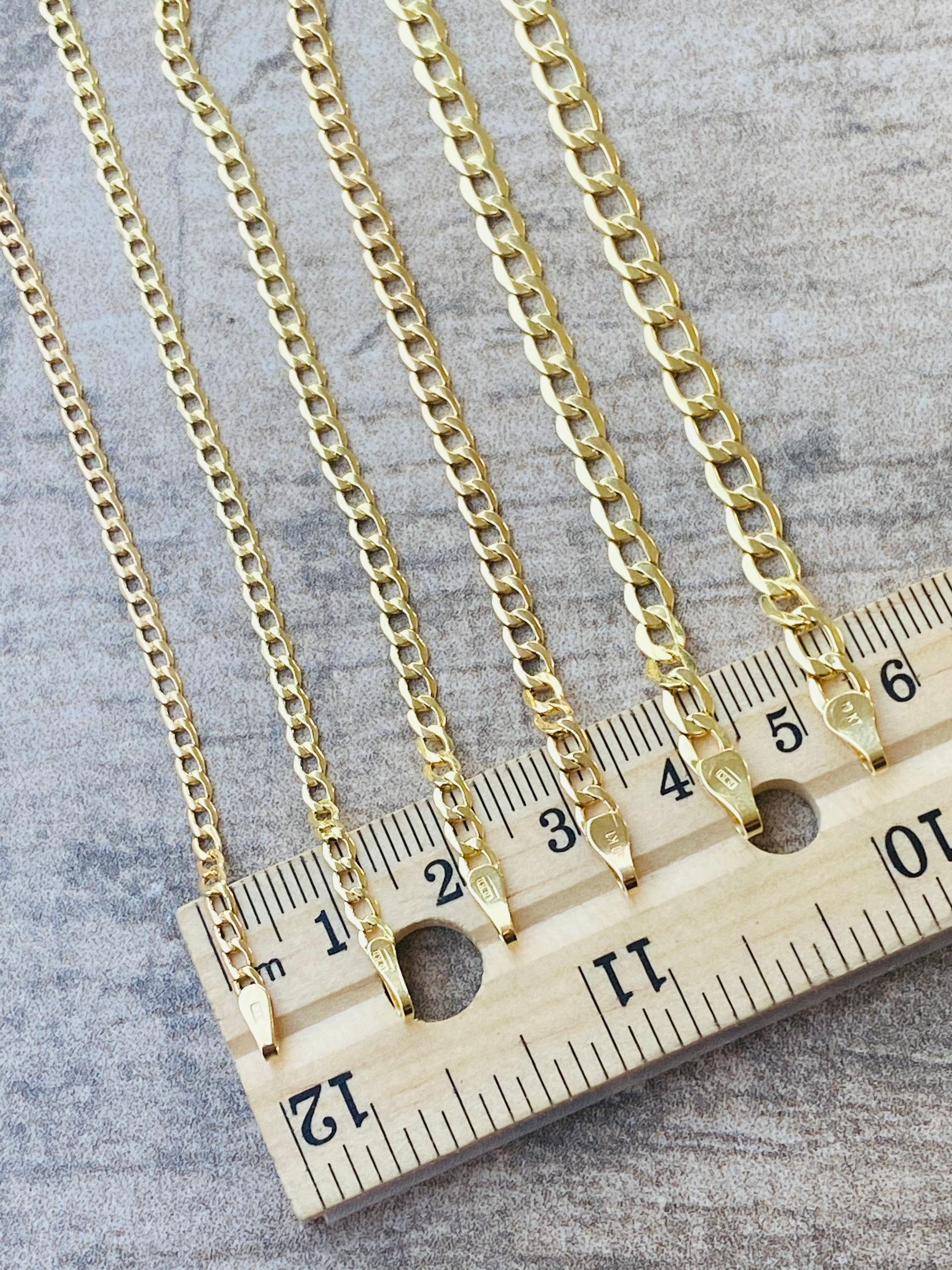 Solid 10K Gold Chain Cuban/curb Link 2mm 2.25mm 2.5mm 3.0mm - Etsy