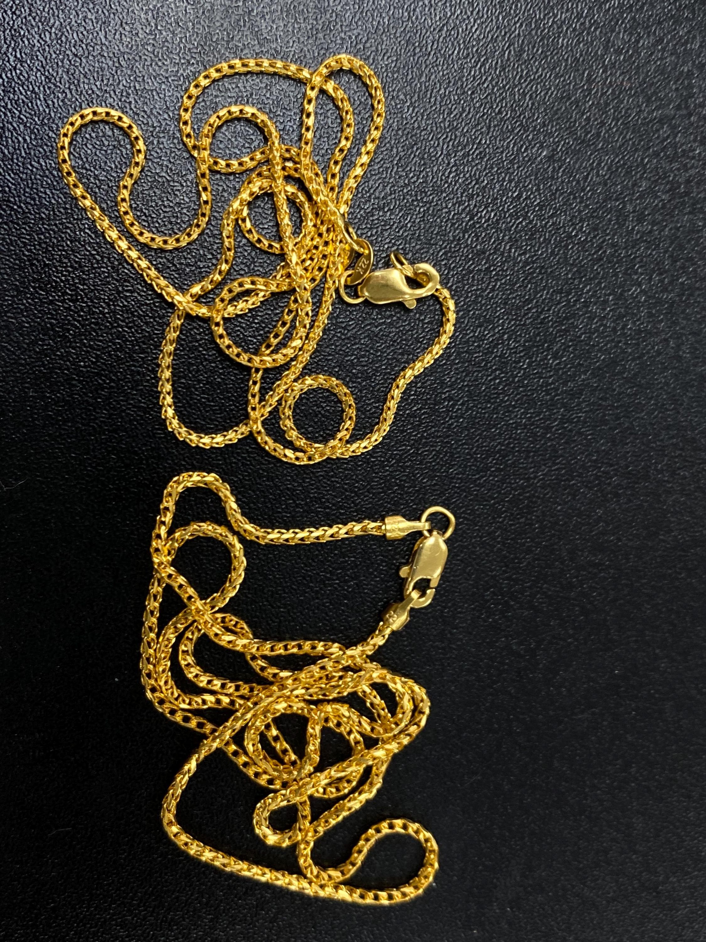Solid 22K Gold Franco Chain, 22k Necklace Thin Strong Link Chain, 22kt ...