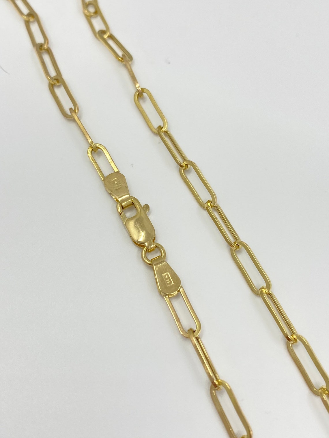 Solid 14K Gold Paperclip Chain Necklace 3.2mm 4.5mm Trending | Etsy