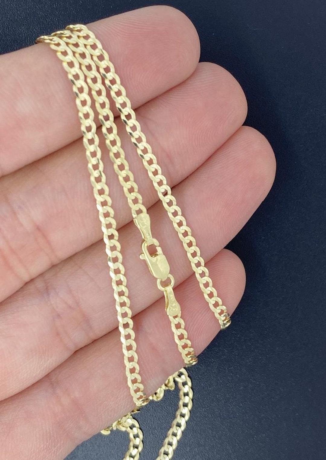 Solid 18K Gold 2.5mm Curb Chain, Heavy 18K Gold Curb Chain, Strong 18K ...