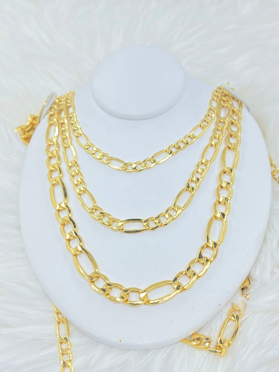 Genuine 14K Gold Figaro Curb Gold Chain, Man Gold Chain, Solid 14K Gold ...