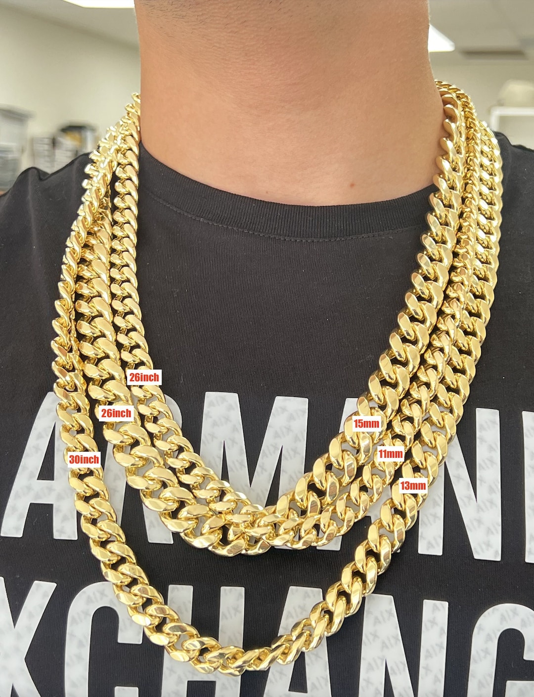 Solid 14K Gold 11mm 26inch 75.6gram Miami Cuban Chain, Man Gold Chain ...