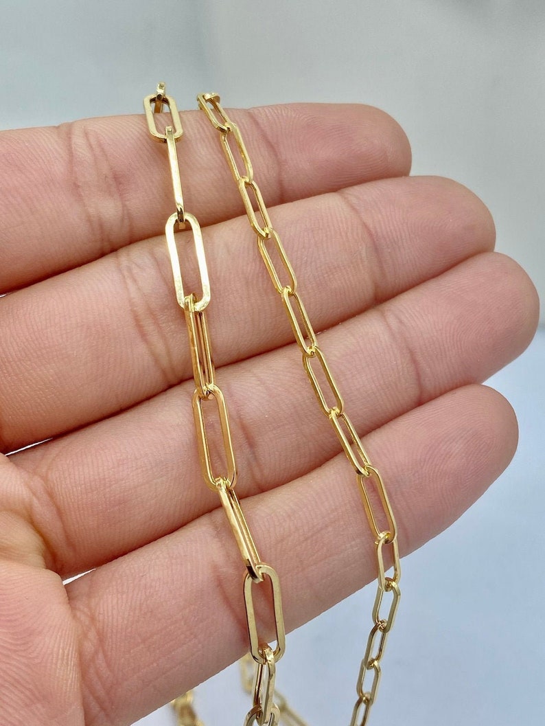 Solid 14K Gold Paperclip Chain Necklace 3.2mm 4.5mm Trending | Etsy