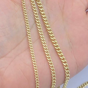 10K Solid Yellow Gold Miami Cuban Curb Chain 2mm 3mm 3.75mm 4.5mm, Man ...