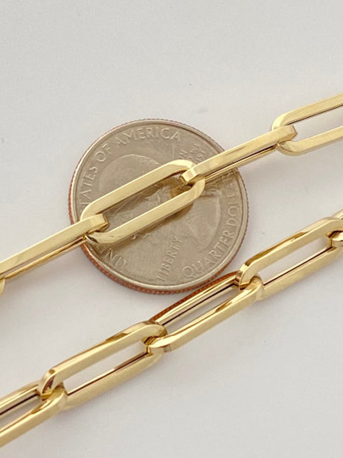 Solid 14K Gold Chunky Paperclip Bracelet. Elongated Link - Etsy