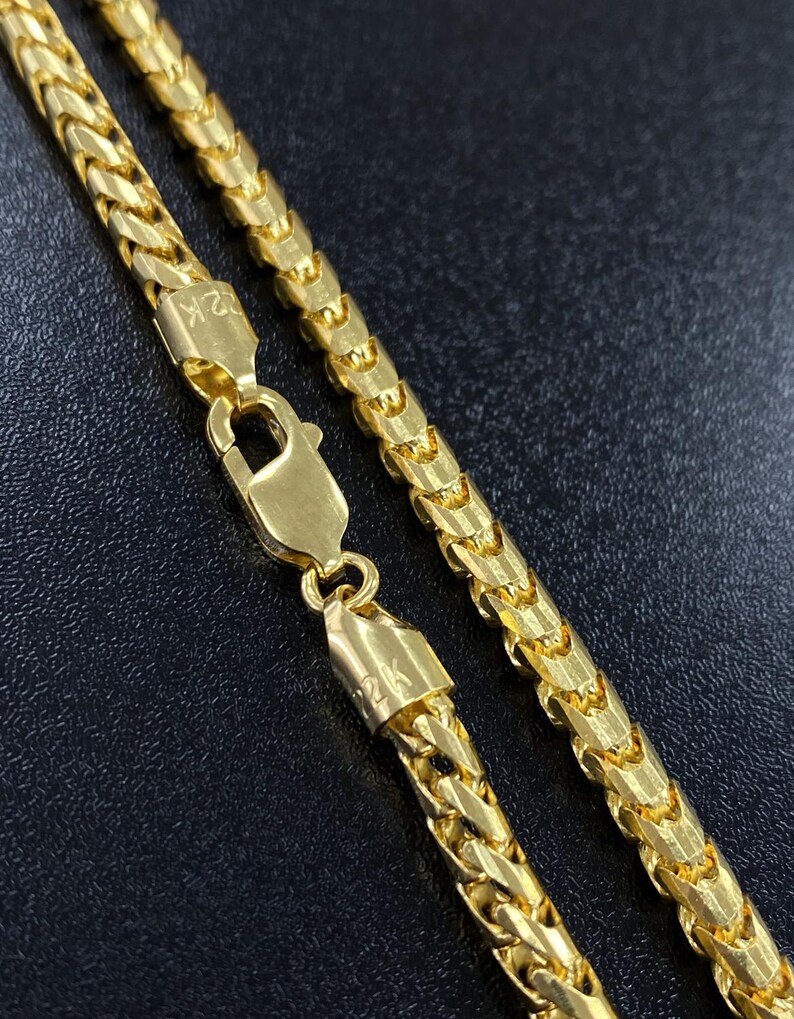 Solid 22K Gold Franco Chain - Diamond Cut 4mm, 916 Gold - Etsy
