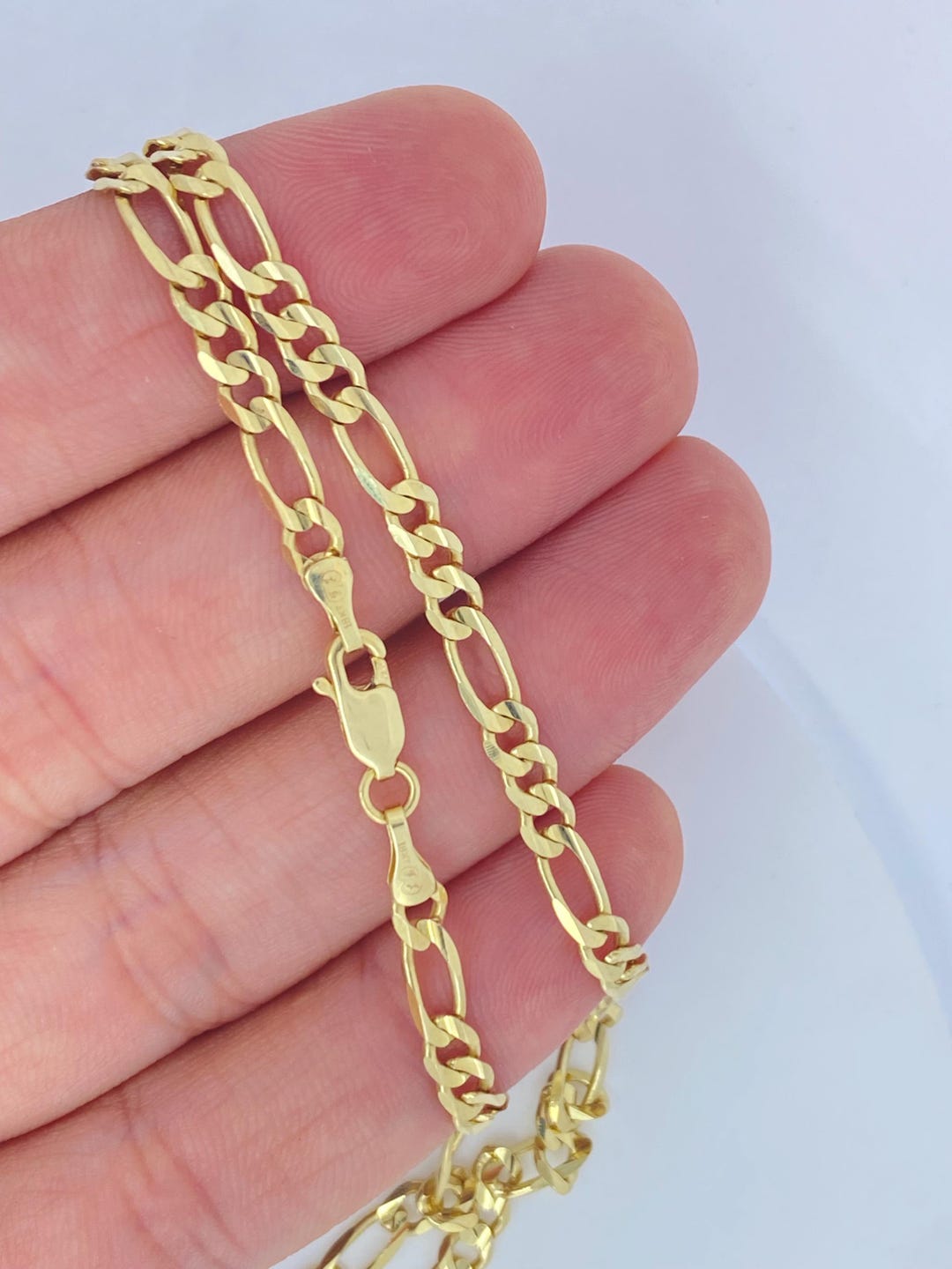 Solid 18K Gold 4mm Figaro Chain, Heavy 18K Gold Figaro Chain, Strong ...
