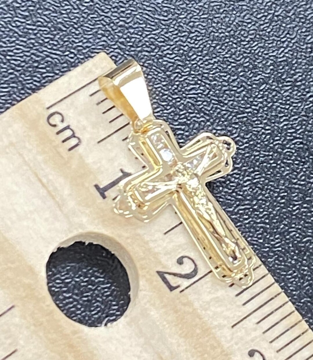 Solid 14K Gold Cross Pendant, Ladies Men 14k Gold Cross Charm, Real 14k ...