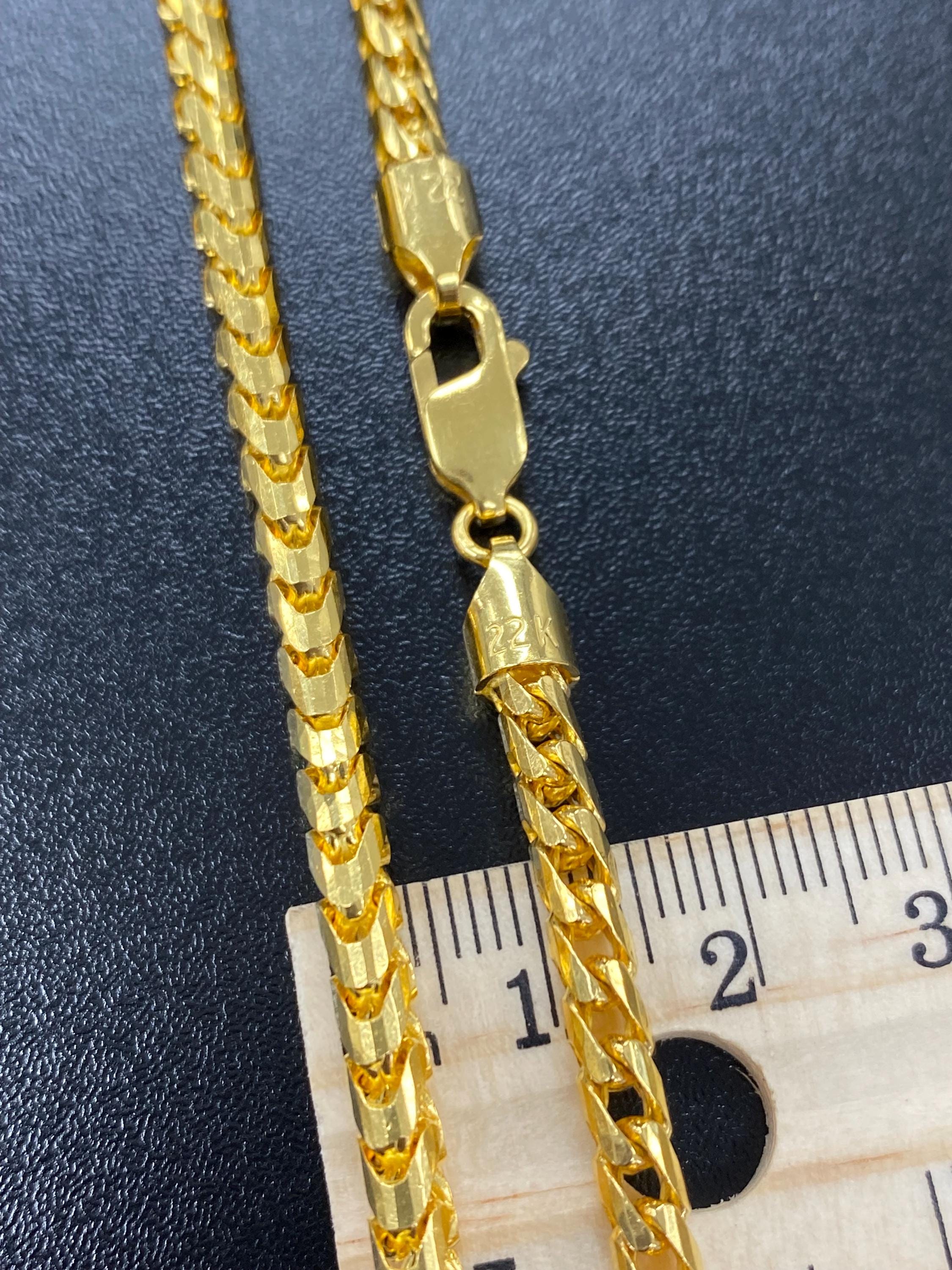 Solid 22K Gold Franco Chain, 22k Necklace Thin Strong Link Chain, 22kt ...
