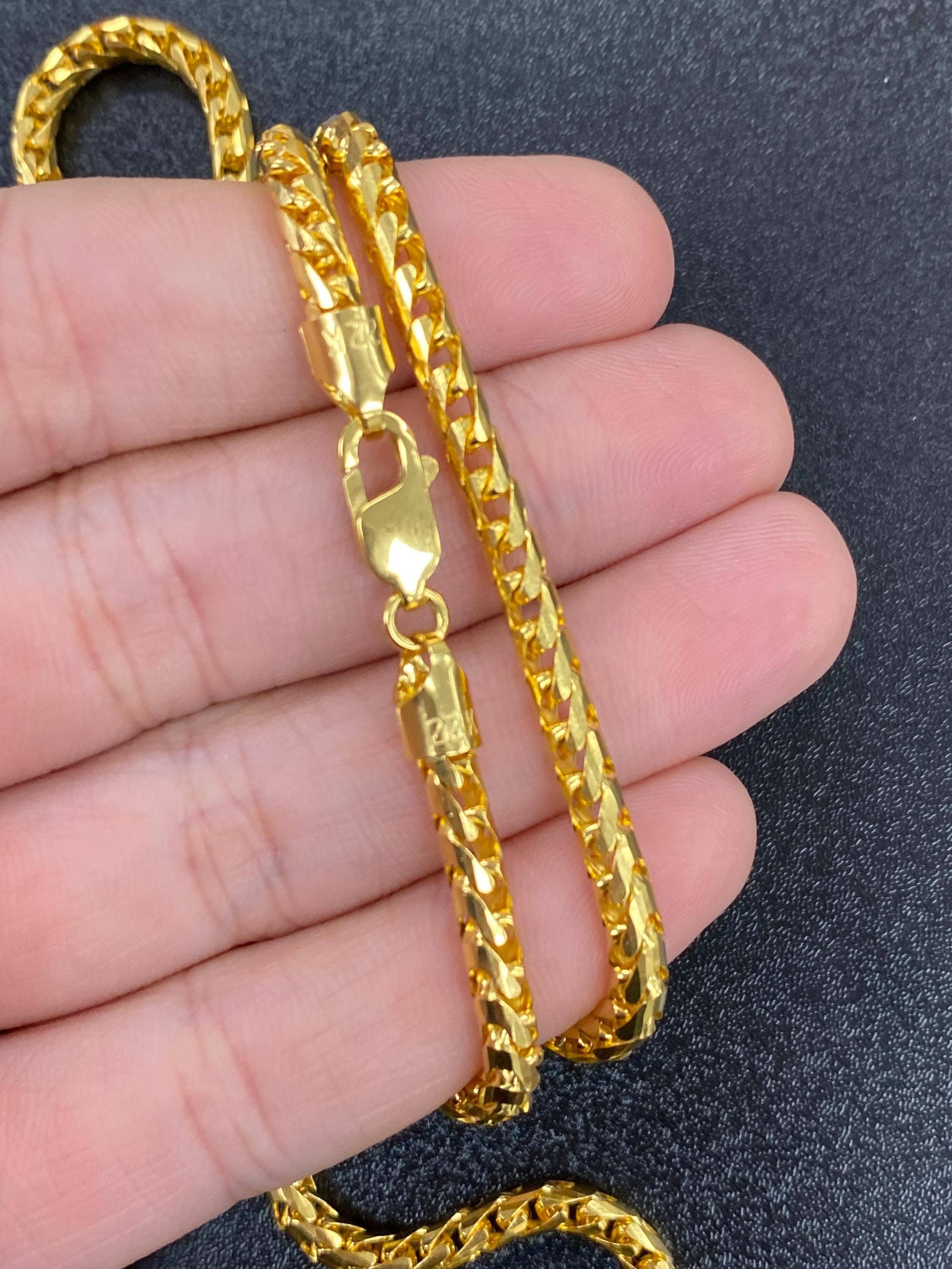Solid 22K Gold Franco Chain - Diamond Cut 4mm, 916 Gold - Etsy