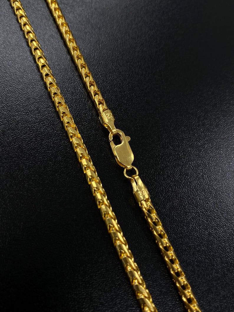 Solid 22K Gold Franco Chain, 22k Necklace Thin Strong Link Chain, 22kt ...