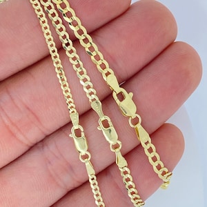 Solid 14k Gold Italian Curb Cuban Chain 2mm 2.5mm 3.25mm, 14k Solid ...