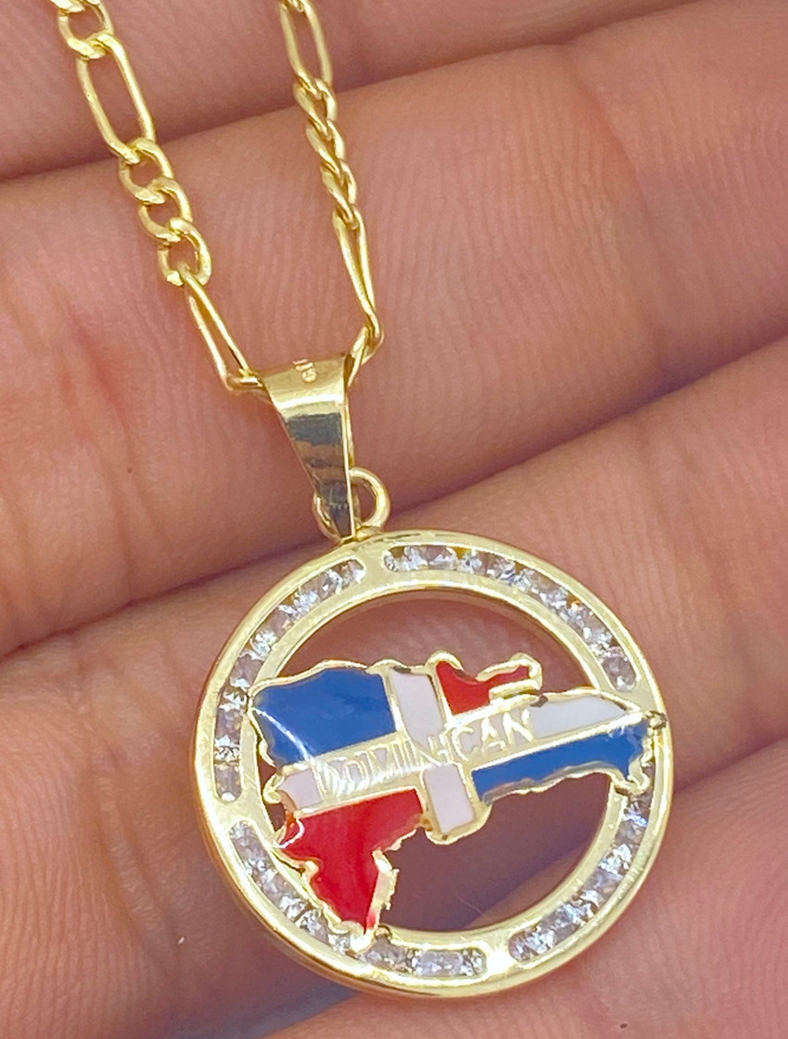 10K Solid Yellow Gold Dominican Republic Gold Charm Pendant With ...