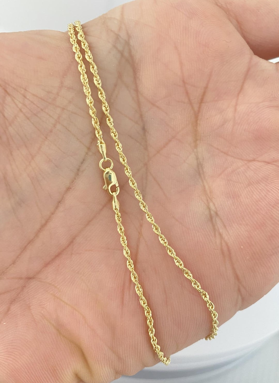 Genuine 14K Gold Rope Chain, 14K Real Gold Rope Chain, Ladies Gold ...