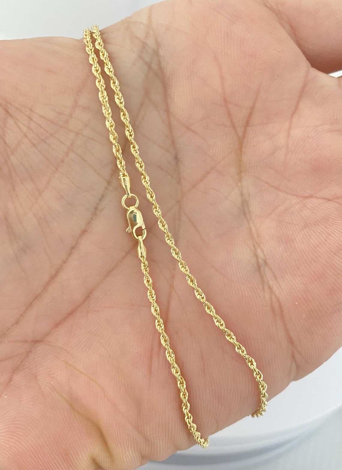 Genuine 14K Gold Rope Chain 14K Real Gold Rope Chain Ladies | Etsy