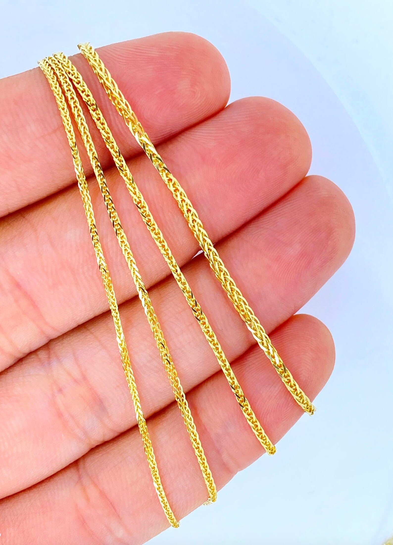 Solid 14K Gold Wheat Diamond Cut Sparkle Chain Made in ITALY - Etsy