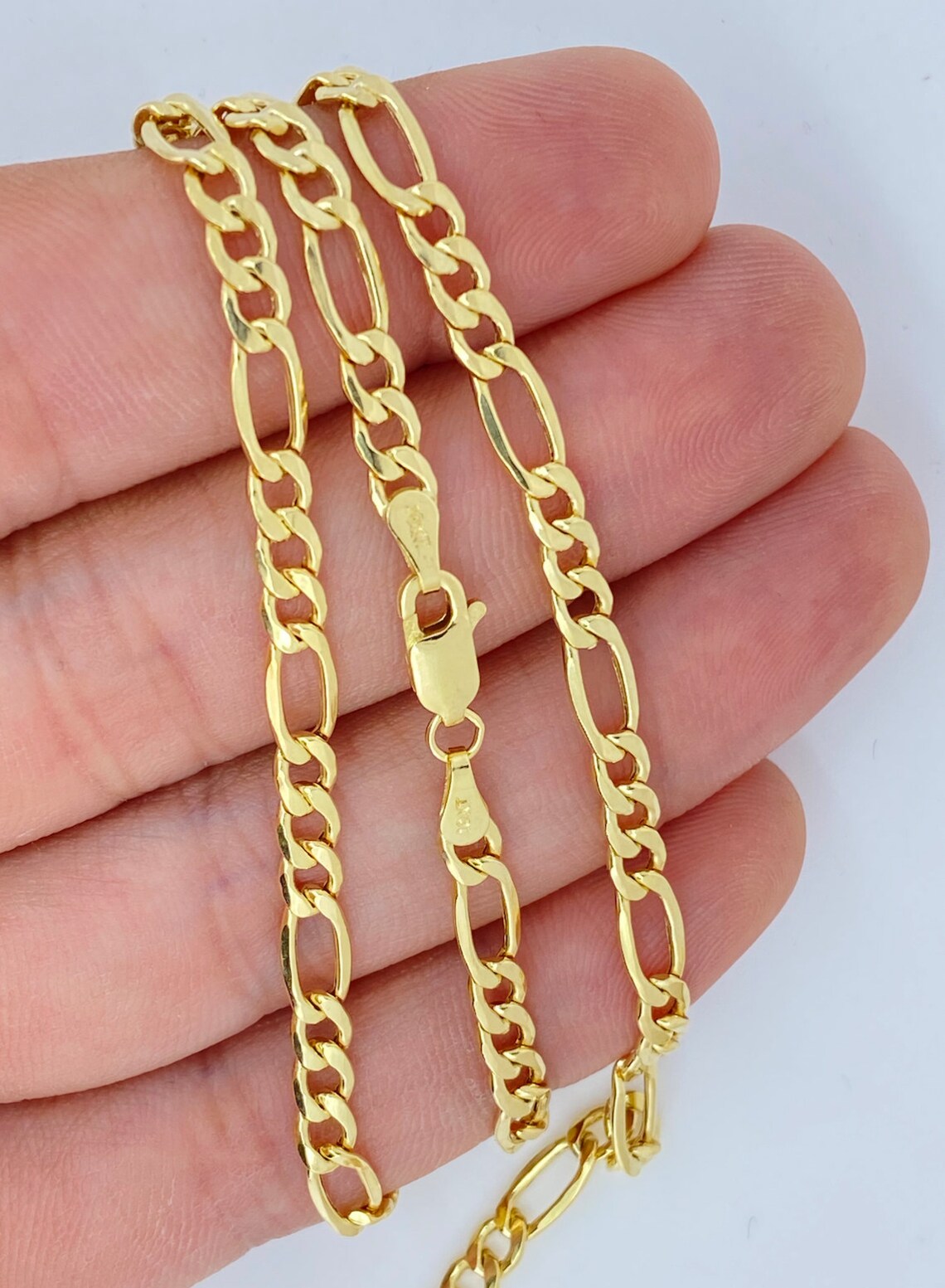 Solid 10K Gold Figaro Chain Figaro Bracelet Anklet 2mm 3mm - Etsy