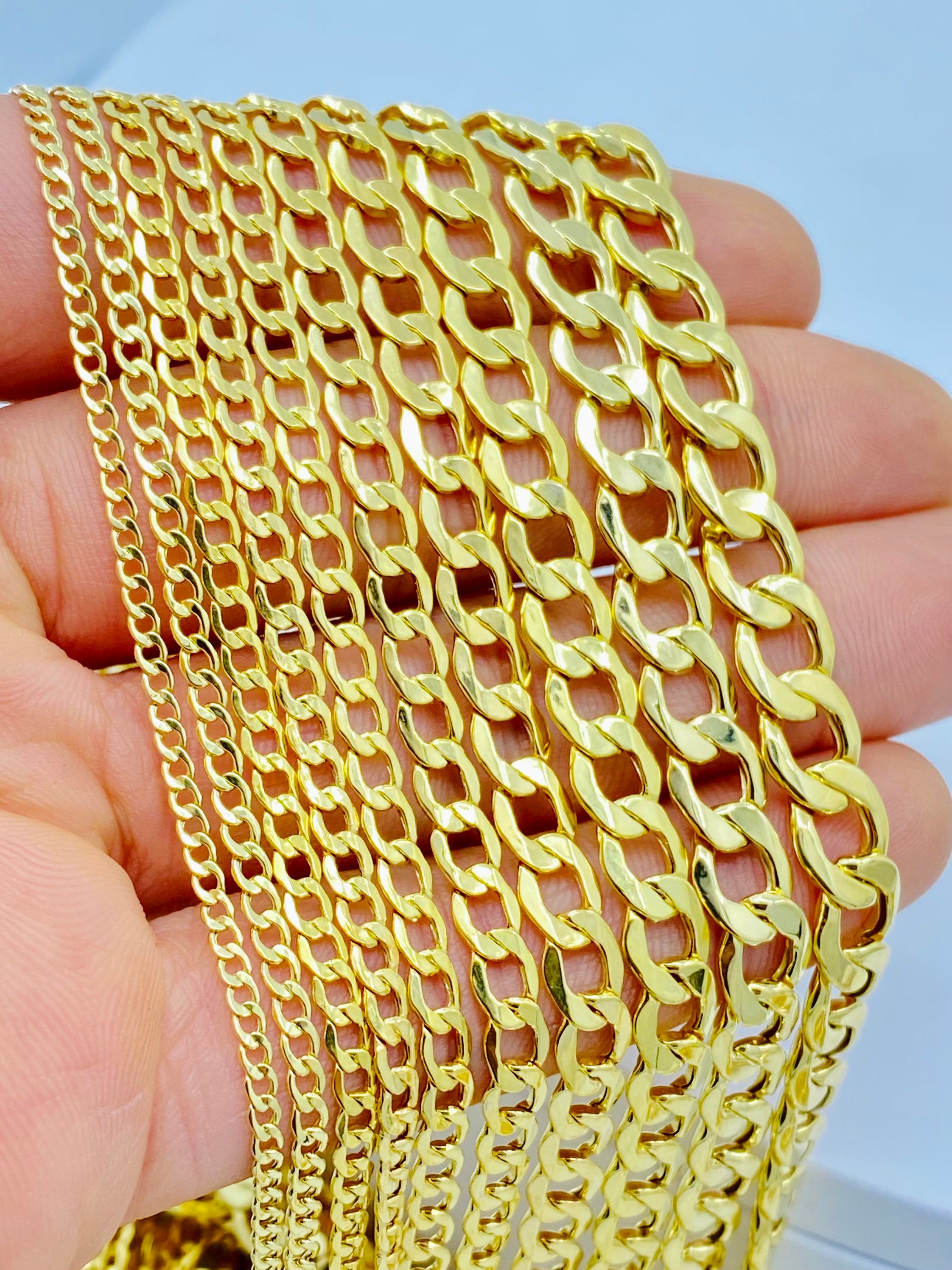 Solid 10K Gold Chain Cuban Curb Chain Necklace Man Gold - Etsy