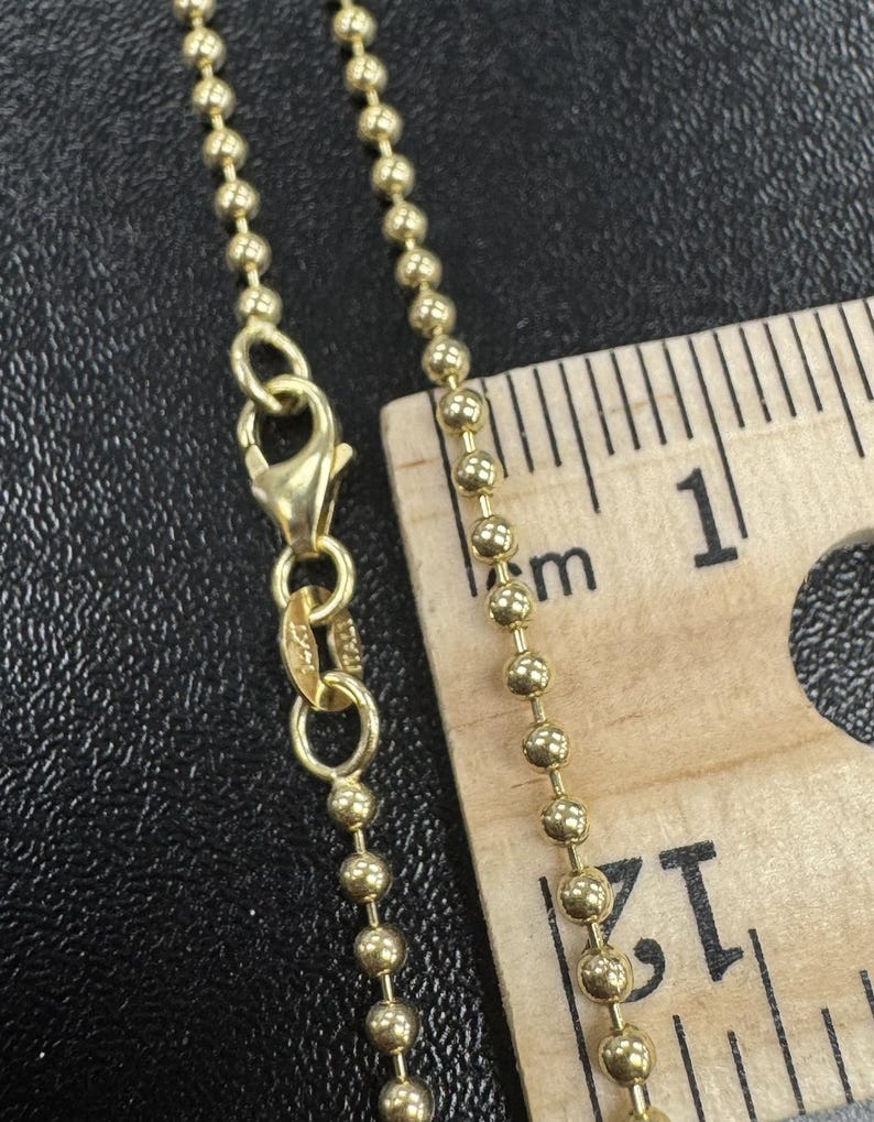 Solid 14K Gold Ball Chain Necklace - Italian Made 2mm Beaded Chain - Etsy