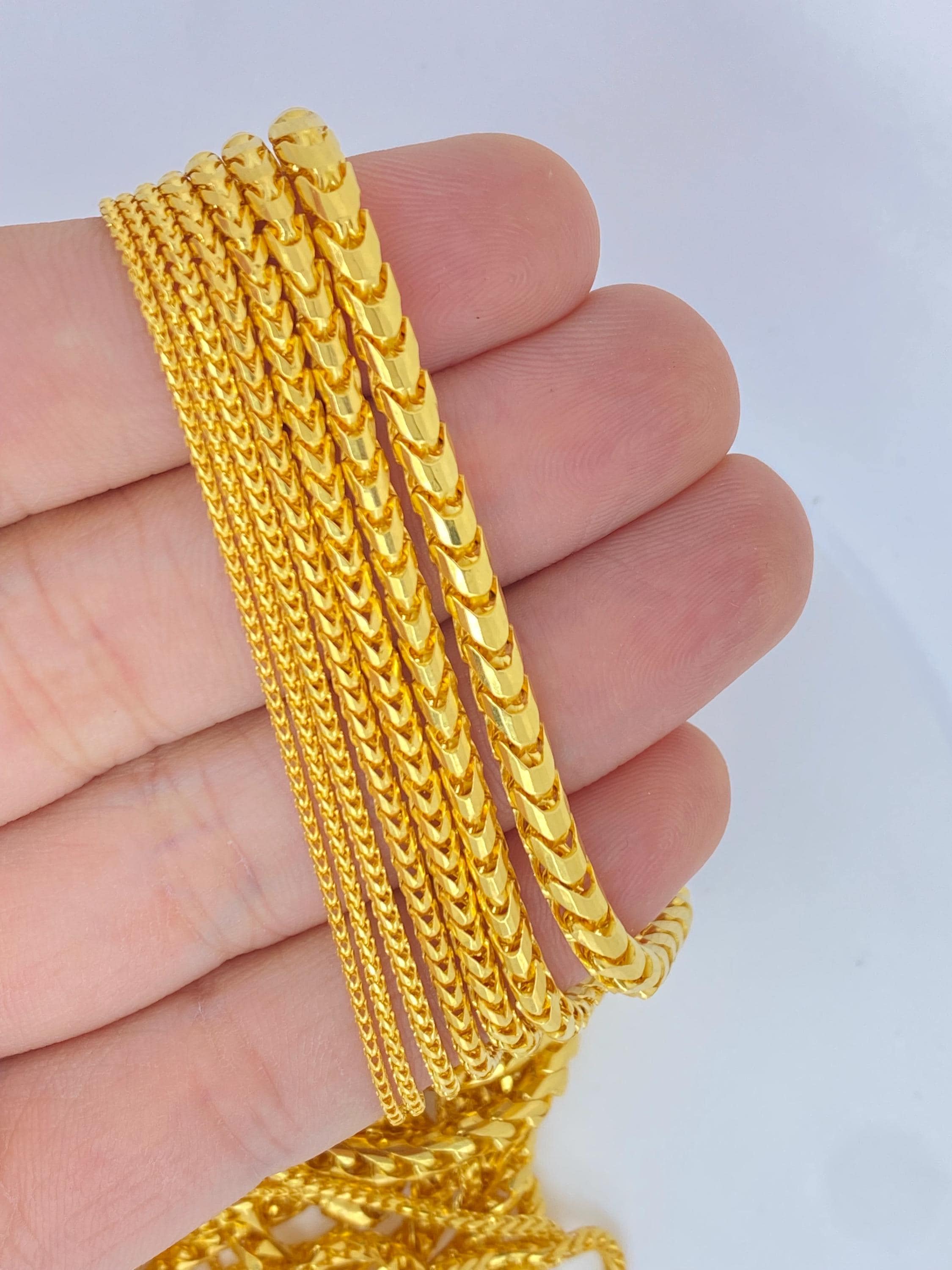 Solid 22K Gold Franco Chain, 22k Necklace Thin Strong Link Chain, 22kt ...