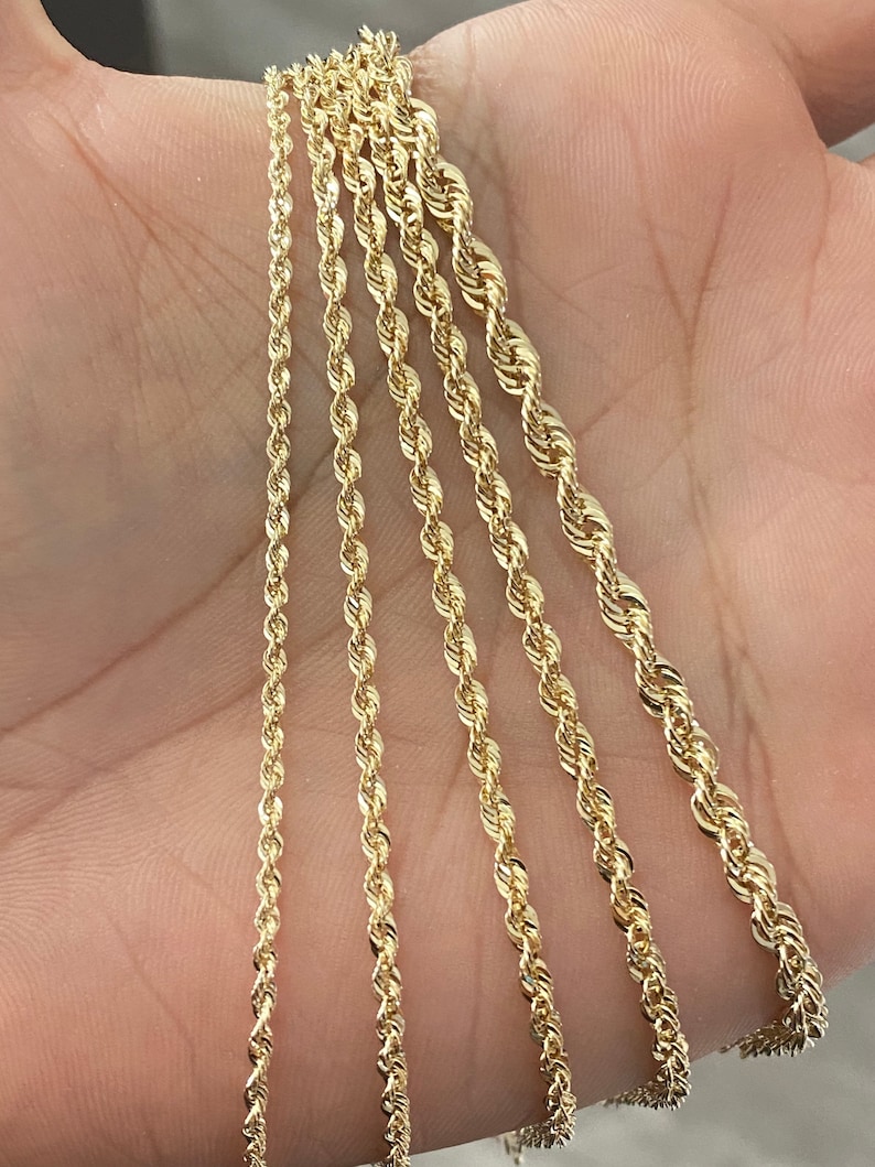 Solid 10K Gold Rope Chain Gold Rope Necklace 1.5mm 2mm 3mm | Etsy