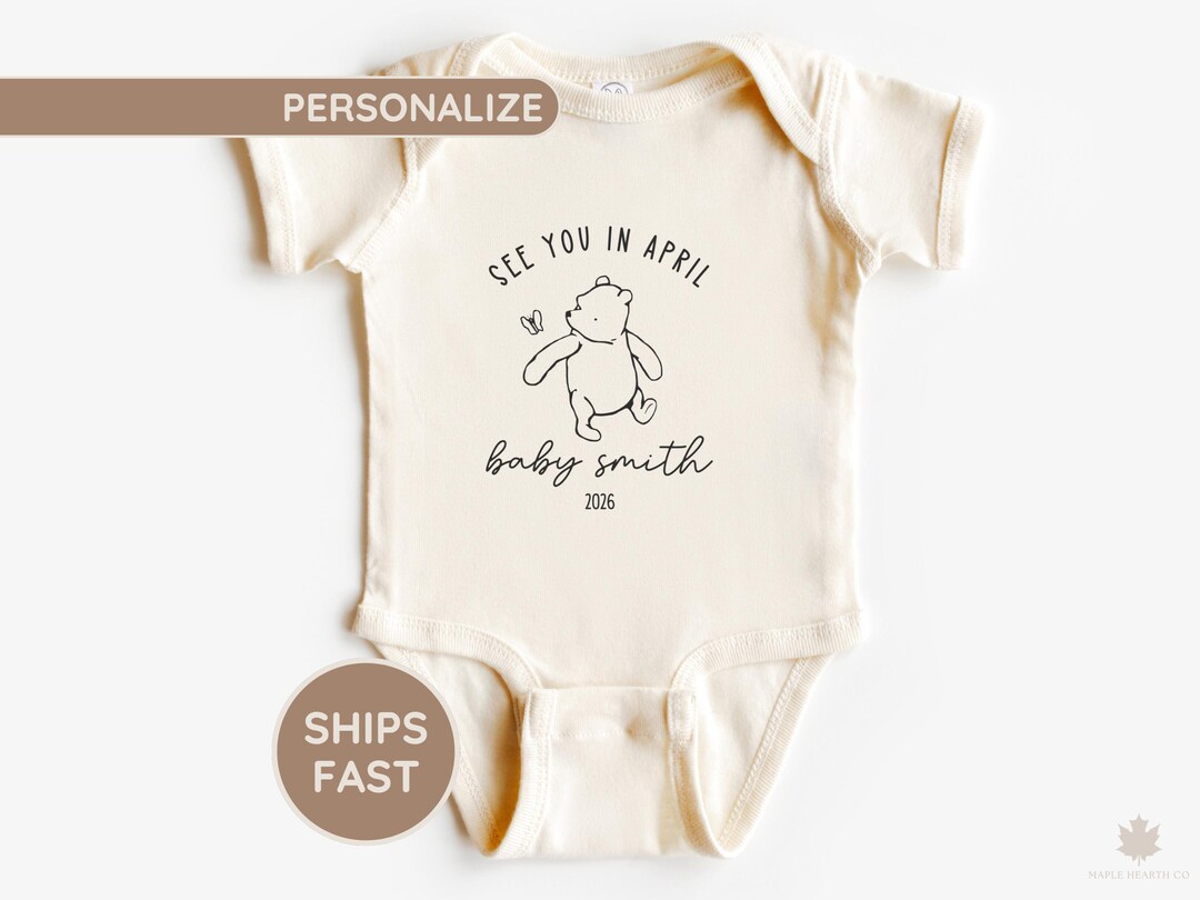 See You in April Baby Onesie, Personalized Pregnancy Announcement ...