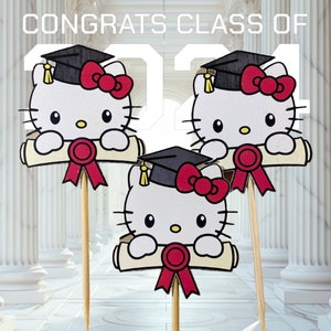 Hello Kitty Graduation Cupcake Toppers - Etsy