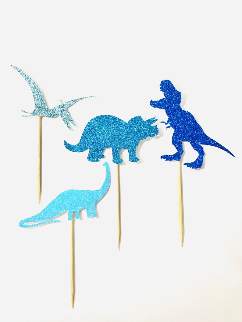 Blue Dinosaur Cupcake Toppers - Etsy