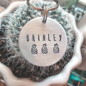 Pineapple Dog Tag : Custom Dog Tag, Hand Crafted, Hand Stamped, Metal ...