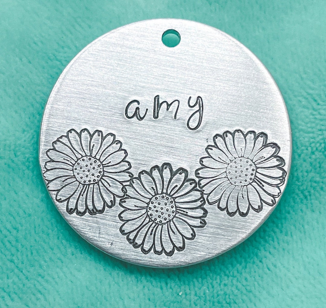 Floral Dog Tag Daisy Dog Tags Dog Tags Pet ID Tags Custom - Etsy